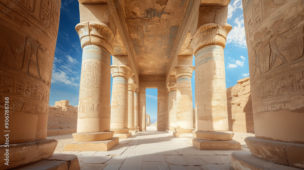 Ancient Egypt, Egyptian temple, historical illustration, ancient ...