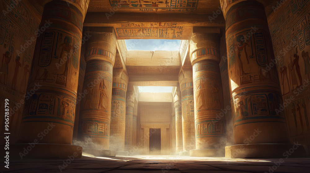 Ancient Egypt, Egyptian temple, historical illustration, ancient ...