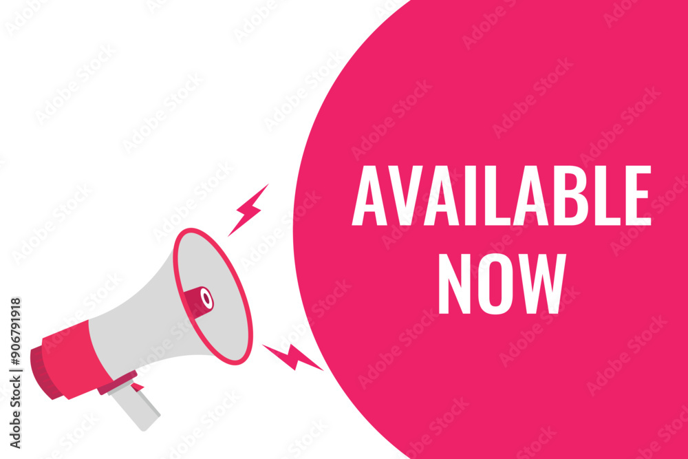 available now button, banner, label, template for website. available now text with colorful ...