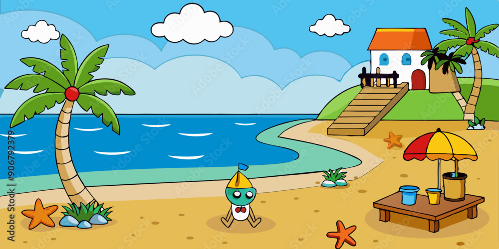 Beech scene, vector illustration, children's story, beech tree, forest ...