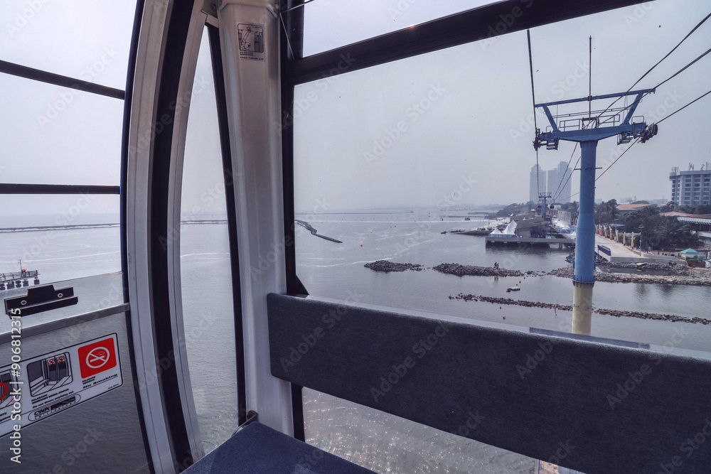 25 August 2018, Jakarta, Indonesia, South East Asia, Using cable car on ...