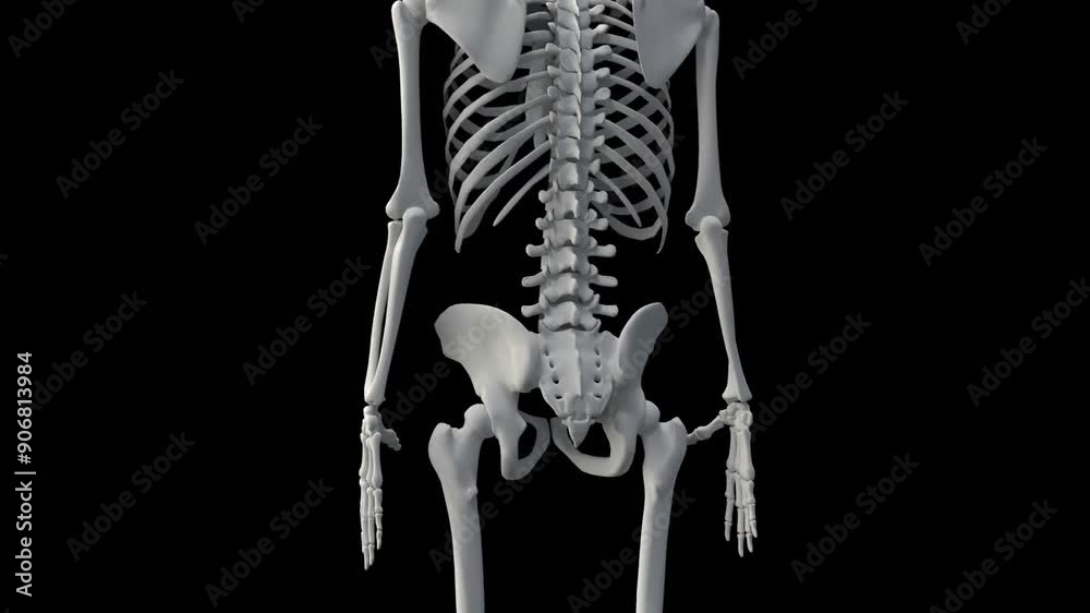 skeleton rotation 3D background/ anatomy bones rotation background/ rotating anatomy skeleton ...