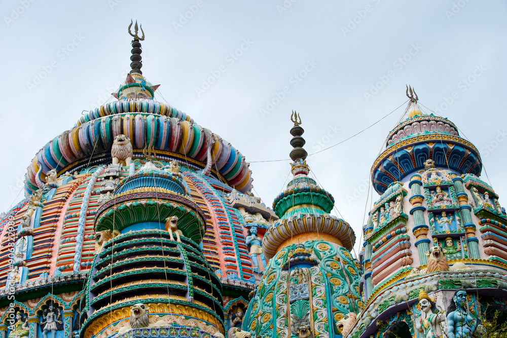 The colourful 14th century Dewri Mandir Temple dedicated to Durga, the ...