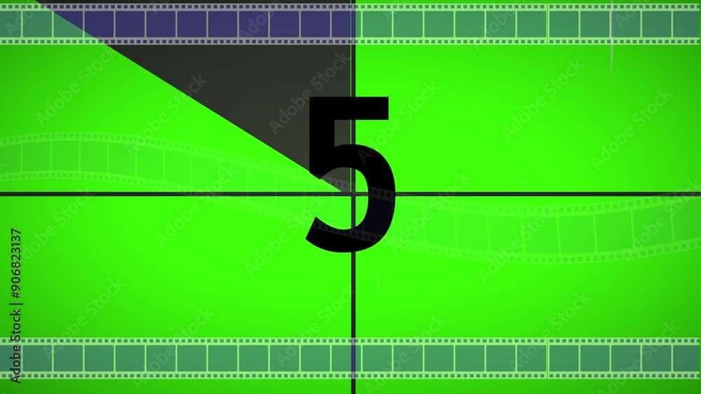 Film Number Countdown On Green Screen Background. Film Leader Old ...