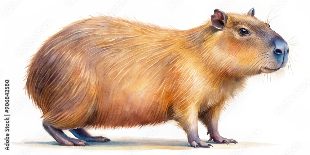Capybara Watercolor Painting - Large Rodent in South America , capybara ...