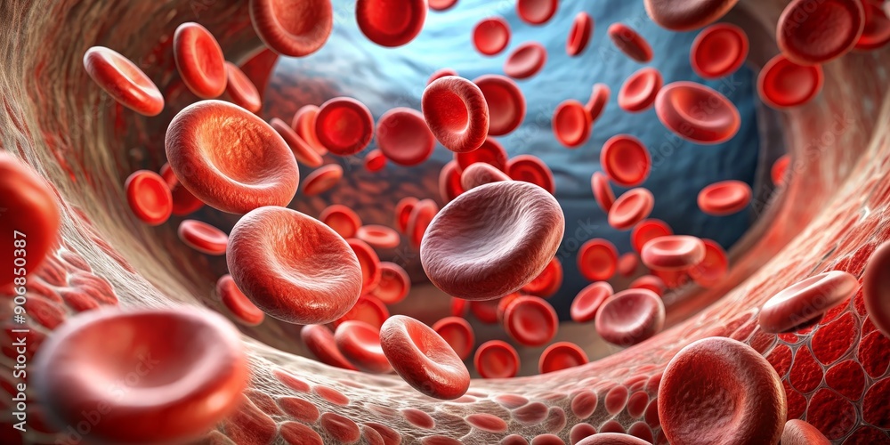 Photo & Art Print Red Blood Cells Flowing Through a Vessel, 3D Render ...