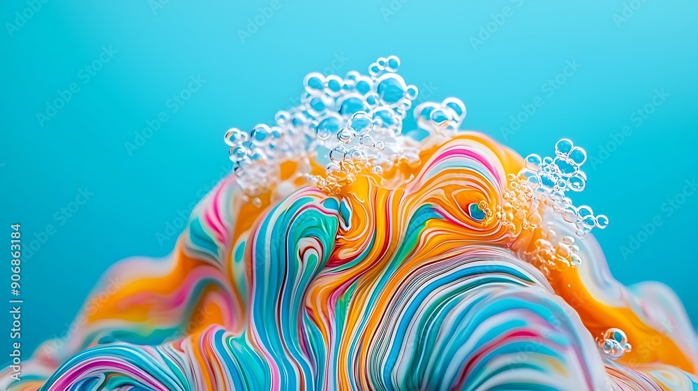 8K resolution macro image of a soap bubble's surface, swirling ...