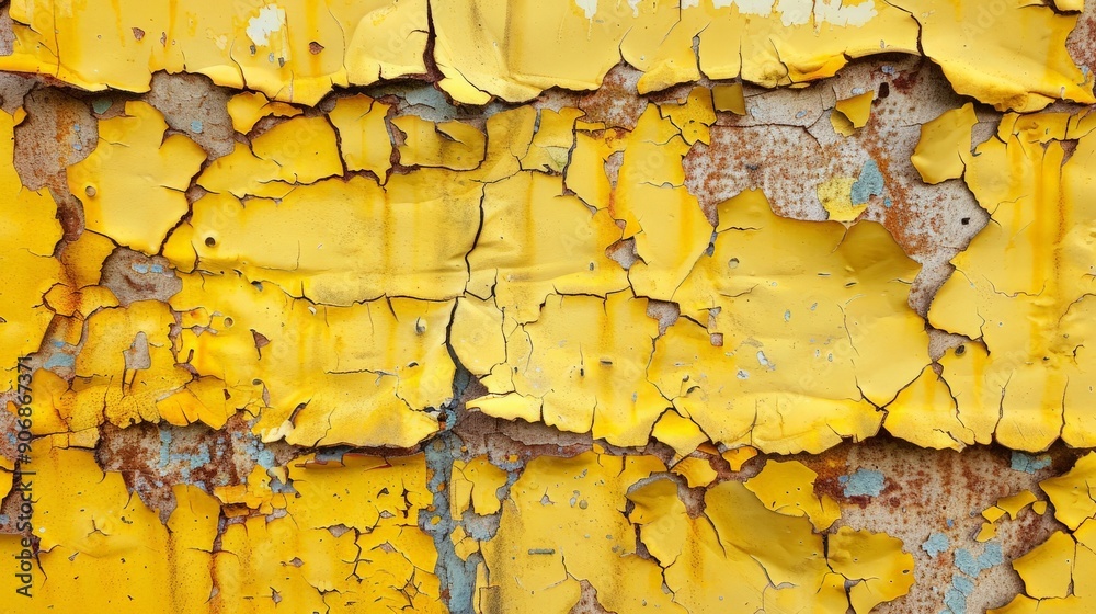 Explore the beauty of decay with this rusty wall featuring yellow ...