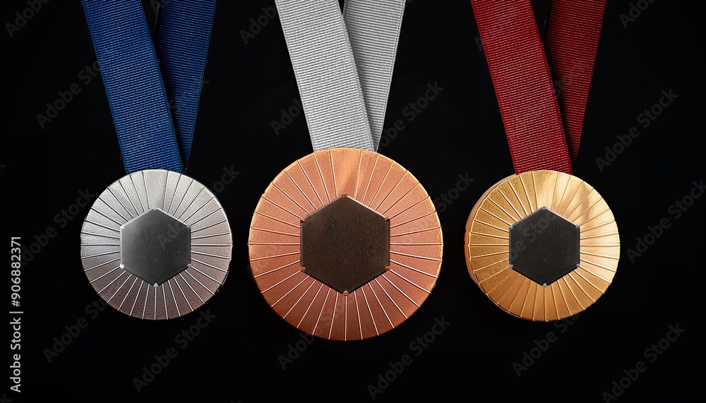 3 Olympic Medals of Gold, Silver, and Bronze Inspired by Paris 2024 ...