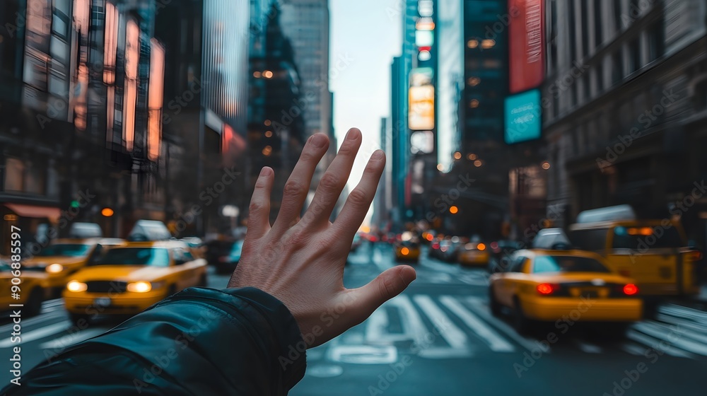 Stop Hand Gesture: A hand making a stop gesture with a busy street as ...