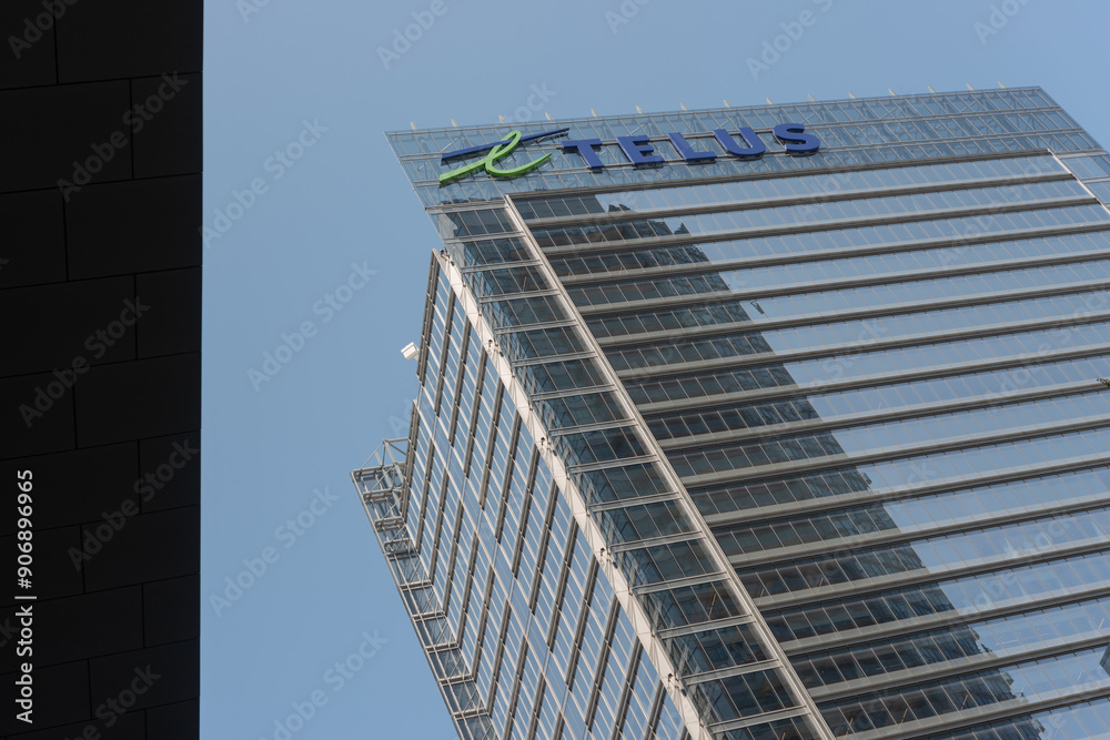 exterior of building with corporate logo atop Telus Tower located at 25 York Street in downtown ...
