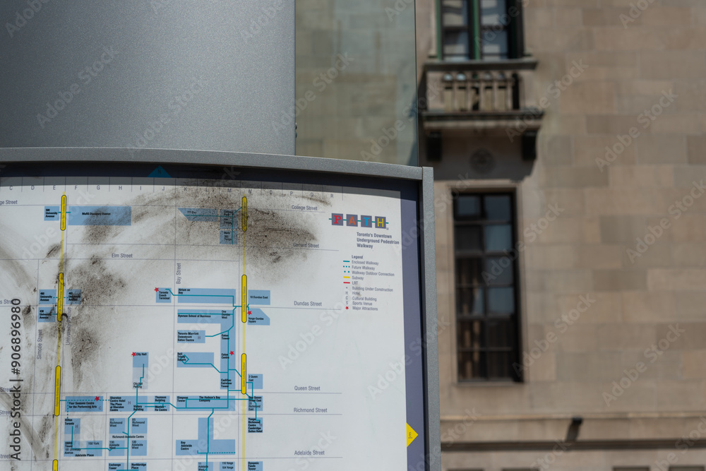 old grungy map of PATH, a network of underground walkways under office ...
