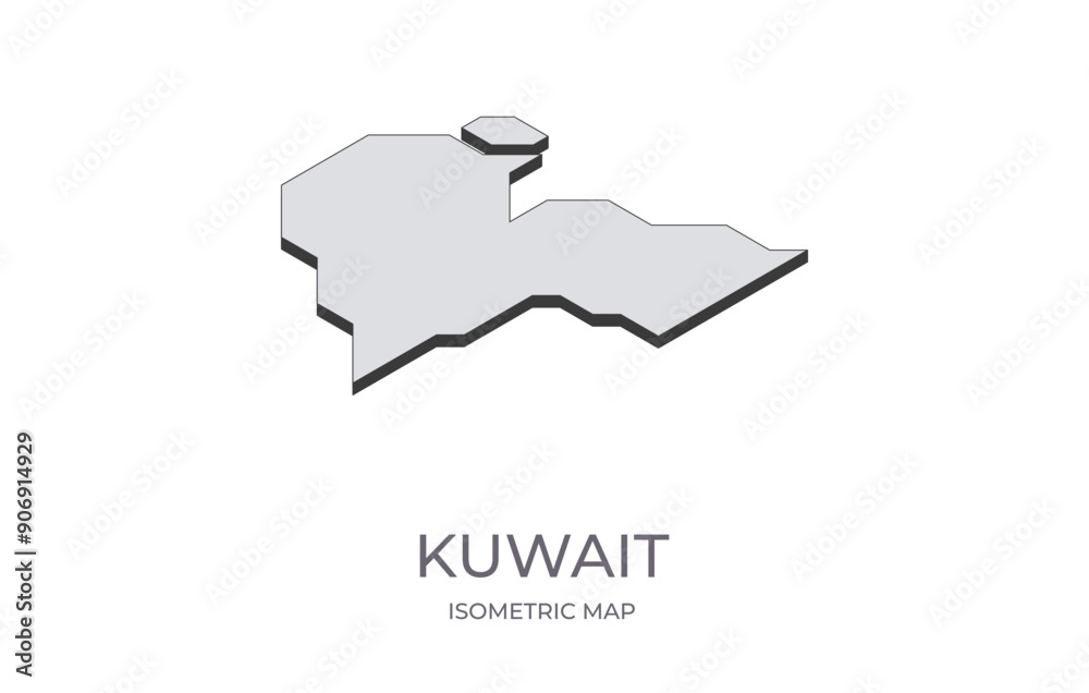 Map of the Kuwait in simple isometric form. Illustration of isometric ...