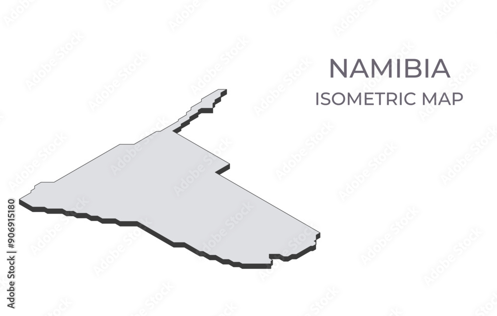 Map of the Namibia in simple isometric form. Illustration of isometric ...