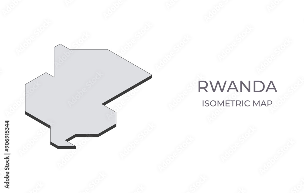Map of the Rwanda in simple isometric form. Illustration of isometric ...