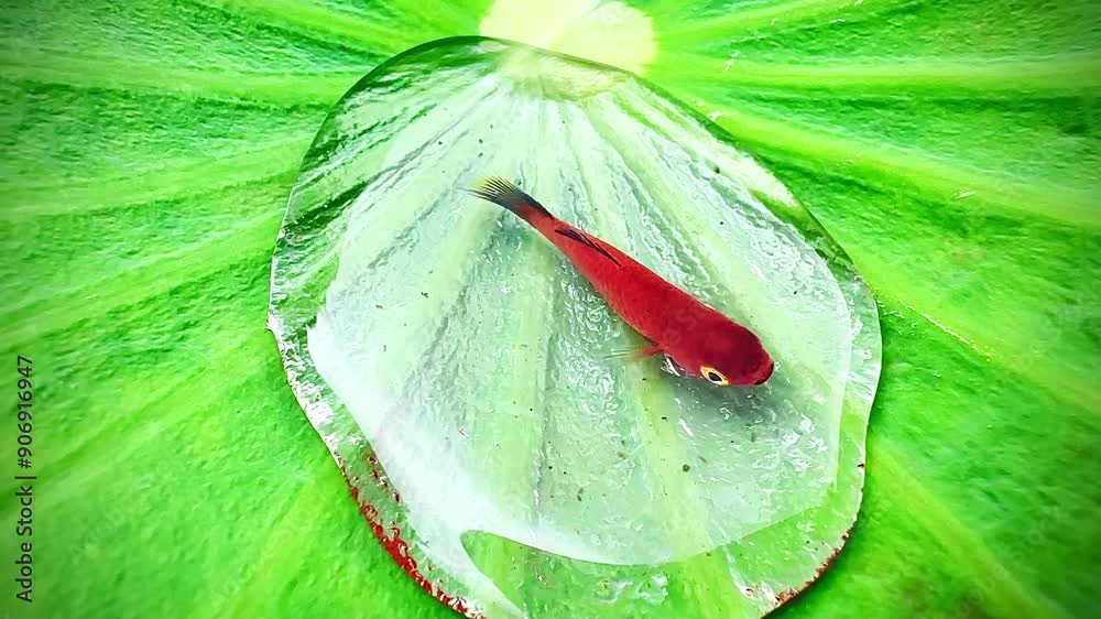4K This video shows a small red Red Schwertträger fish in a water ...