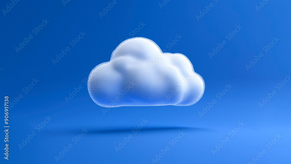 Digital illustration of a cloud with a mesh-like texture against a ...