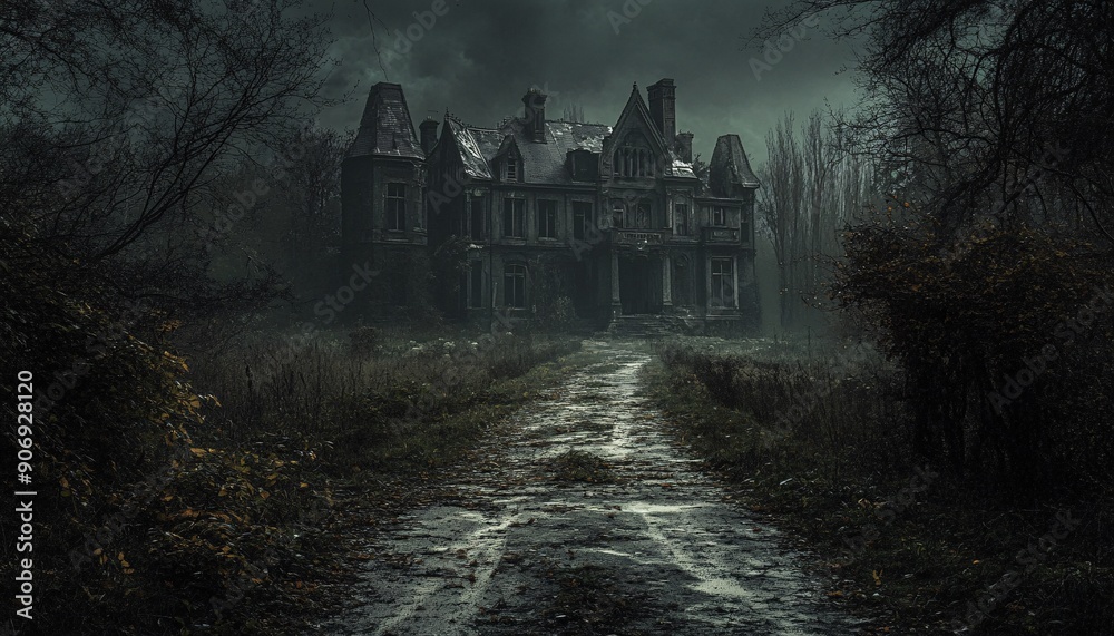 Haunted Path to Eerie Mansion filled with Ghostly Spirits for Halloween ...