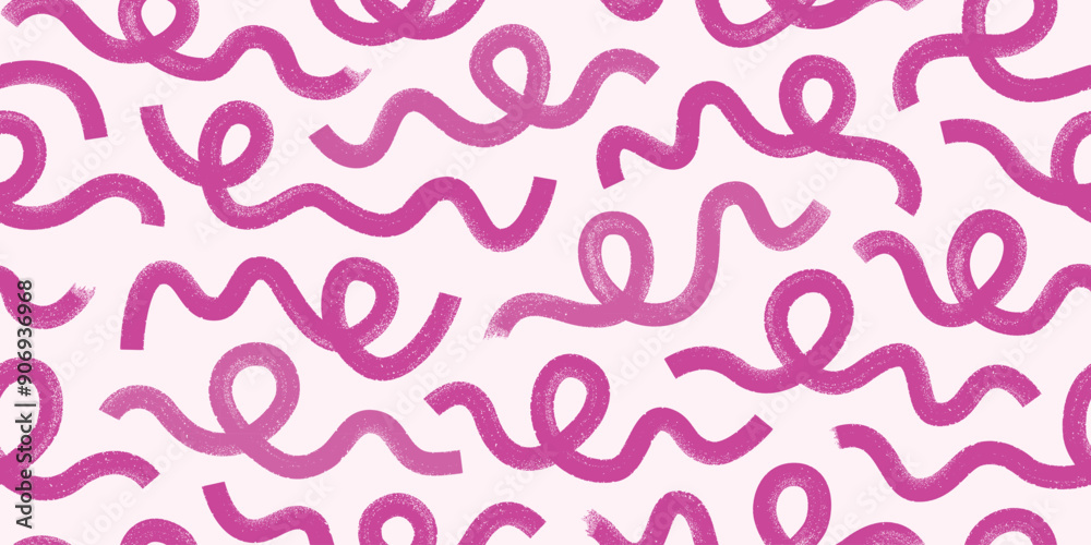 Pink paint brush strokes vector seamless pattern. Hand drawn thick bold ...