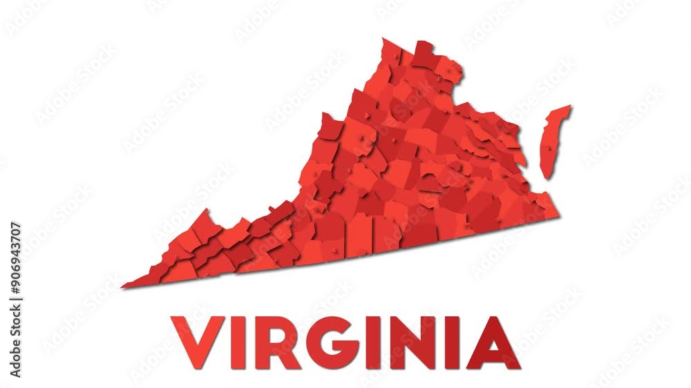 Vídeo do Stock: Virginia map showing regions. Animated us state map ...