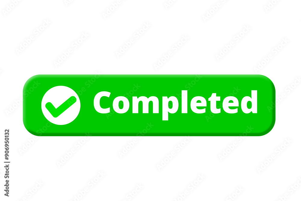 Completed word text with green check mark button Stock Illustration ...