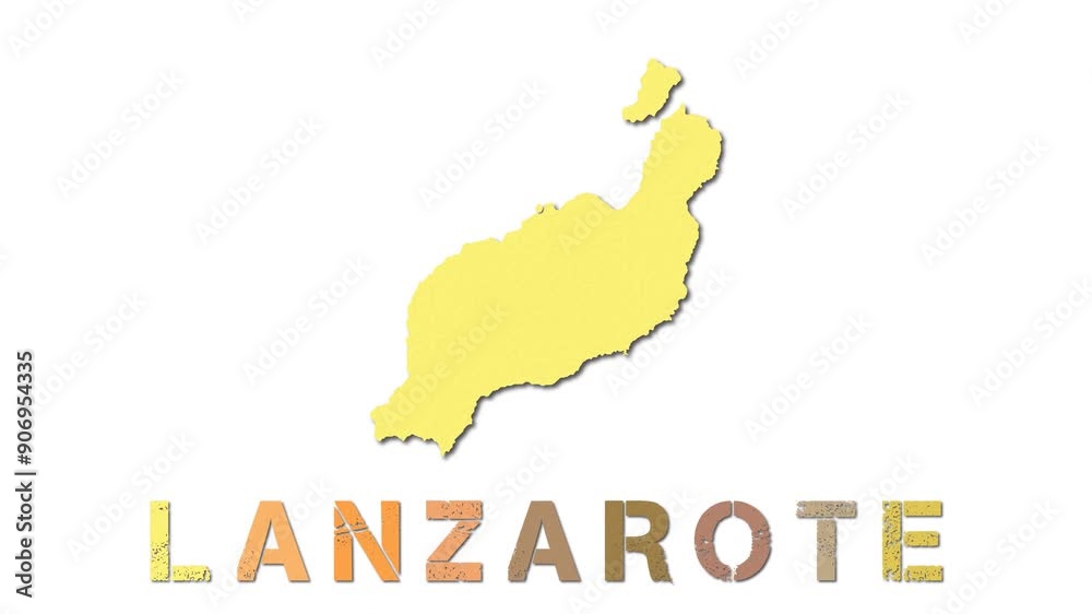 Lanzarote map with paper regions. Animated island map growing from ...