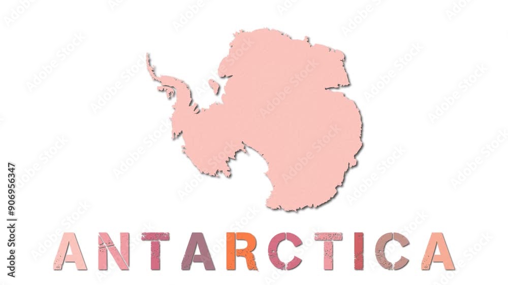 Antarctica map with paper regions. Animated country map growing from ...