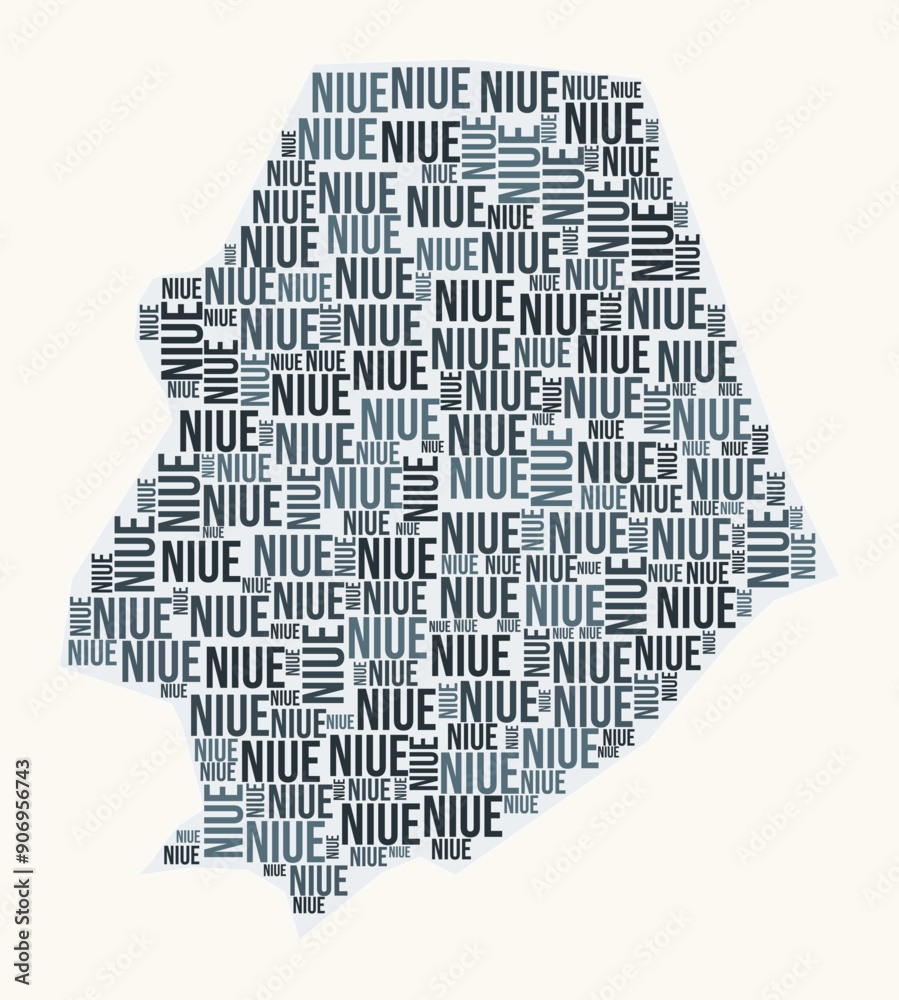 Niue regions word cloud. Country logo design. Regions typography style ...