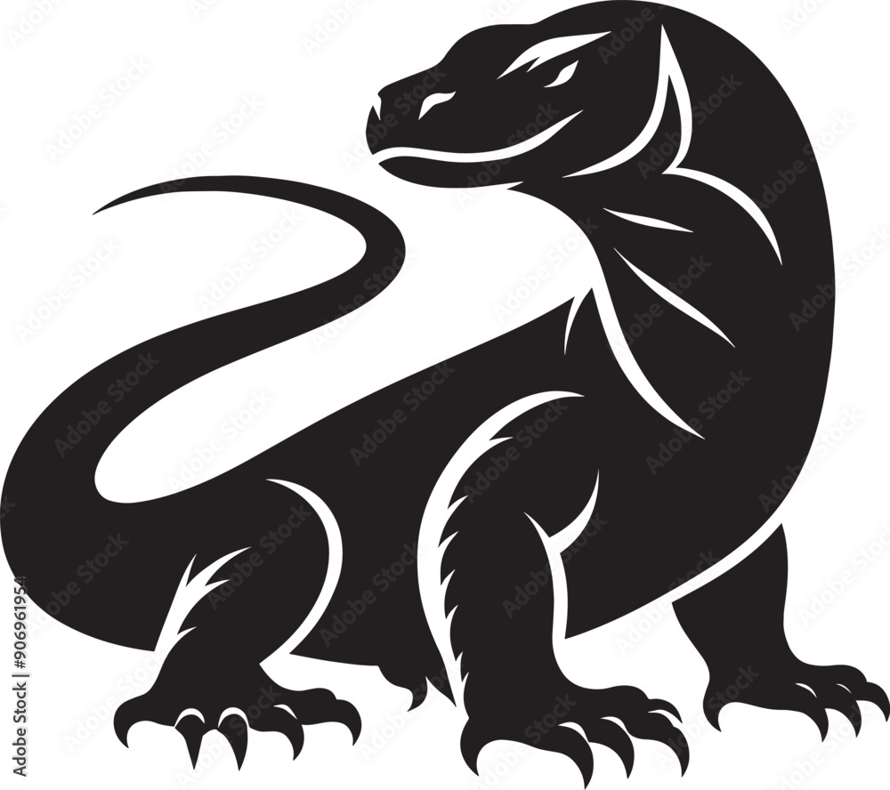 Komodo dragon Silhouette isolated on white background Minimalist komodo ...