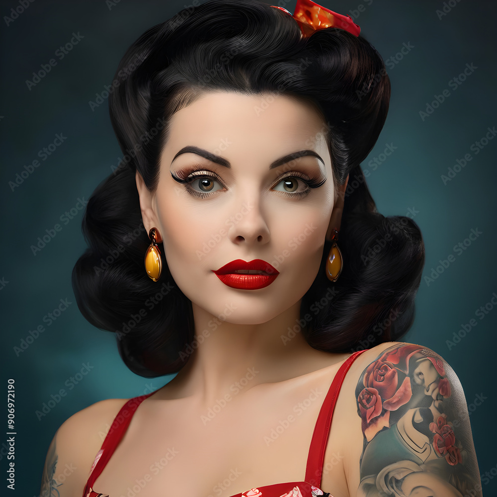 Standing Front And Center This Stunning Retro Pinup Is A Sight To Behold With A Close Up View