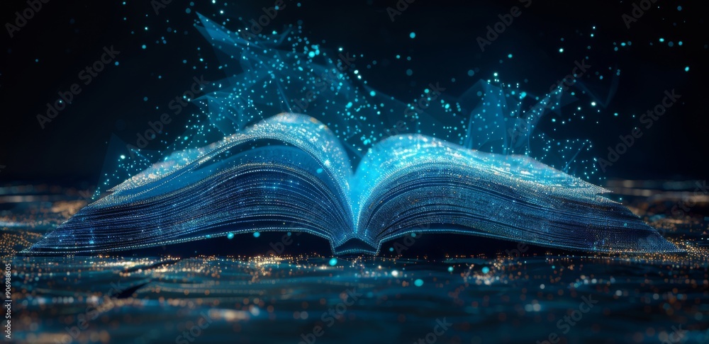 Glimpses of Tomorrow: A Futuristic Low-Poly Luminous Book Opening in ...