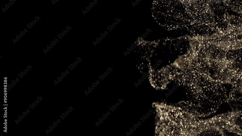 Golden Glitter Background In Slow Motion. Beautiful Transition With Real Gold Particles Flying ...