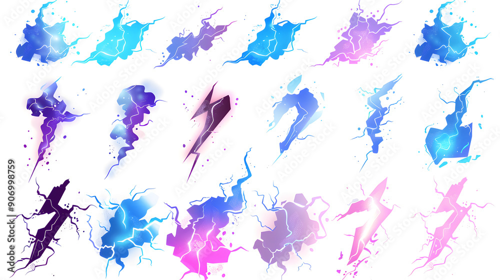 cartoon lightning animation. animated frames of electric strike, magic ...