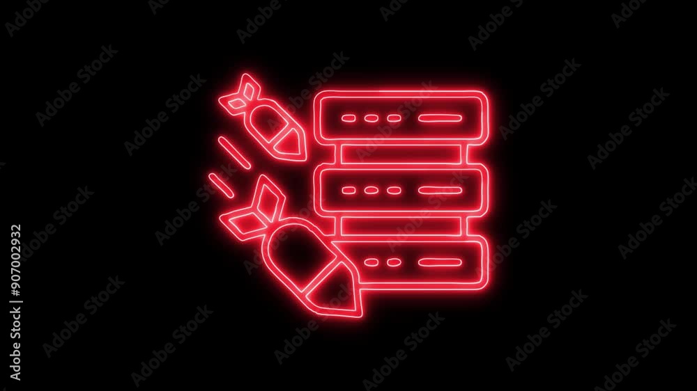 Cybersecurity DDoS Attack Neon Icon 4K Animated Linear Symbol Icon ...