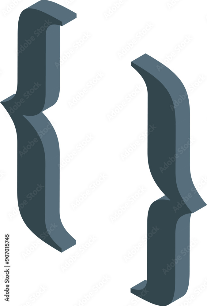 Curly Brackets Are Representing Programming Language Code Script In Software Development Stock