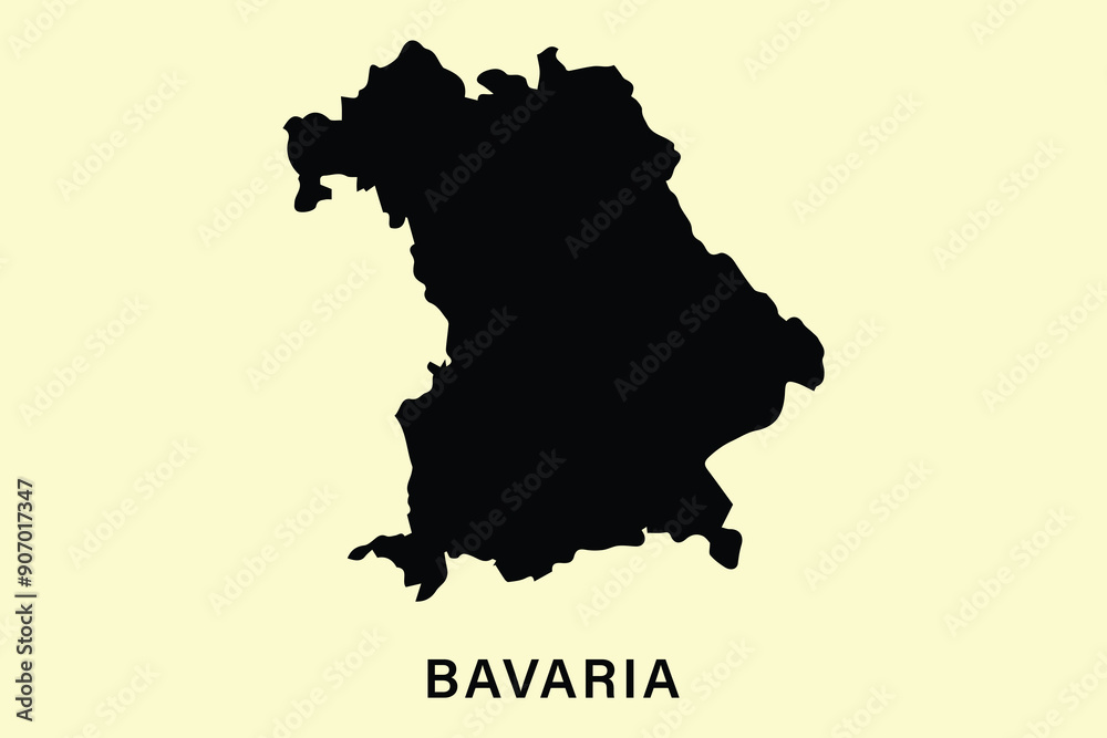 Bavaria maps for design, vector map, Black map of Bavaria Stock Vector | Adobe Stock