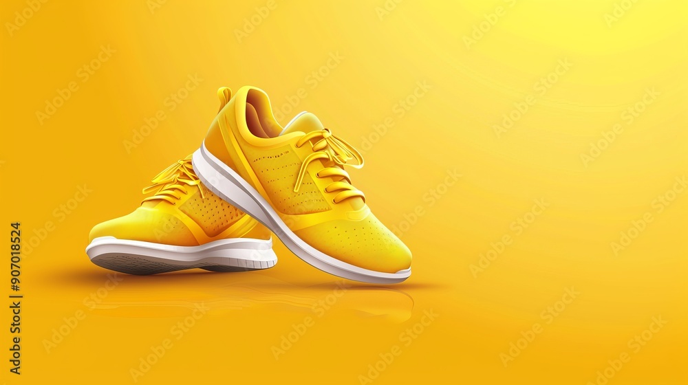 Colorful 3D shoes mockup Advertising poster with place for text with ...
