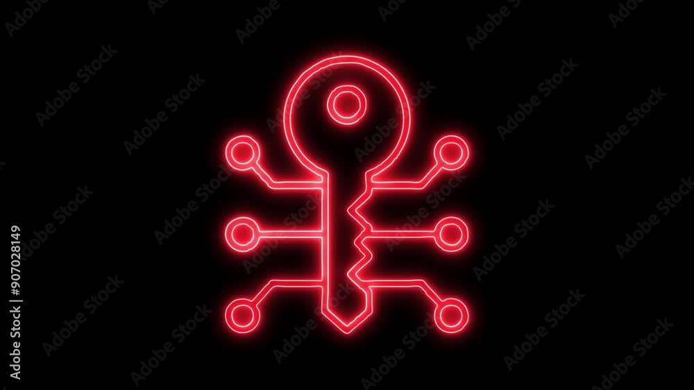 Cybersecurity Safe Password Key Neon Icon 4K Animated Linear Symbol ...
