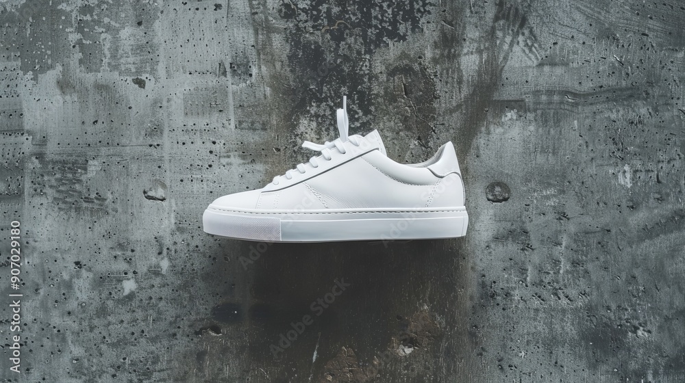 White leather sneaker like casual shoes with flat sole without ...