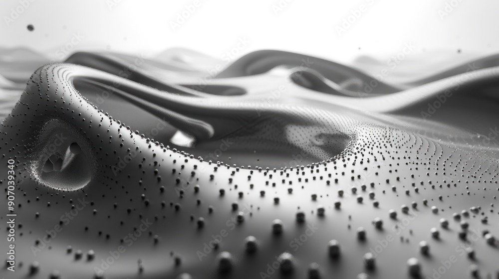 3d render of monochrome abstract art surreal 3d background with parts ...