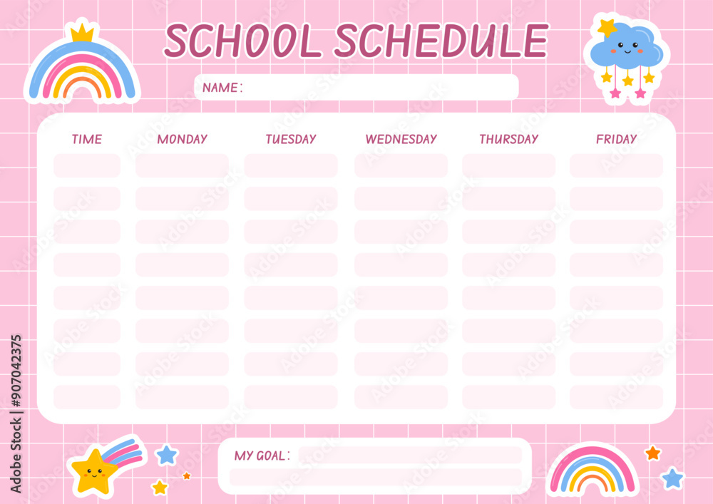 School schedule for kids. Template school timetable for preschool ...
