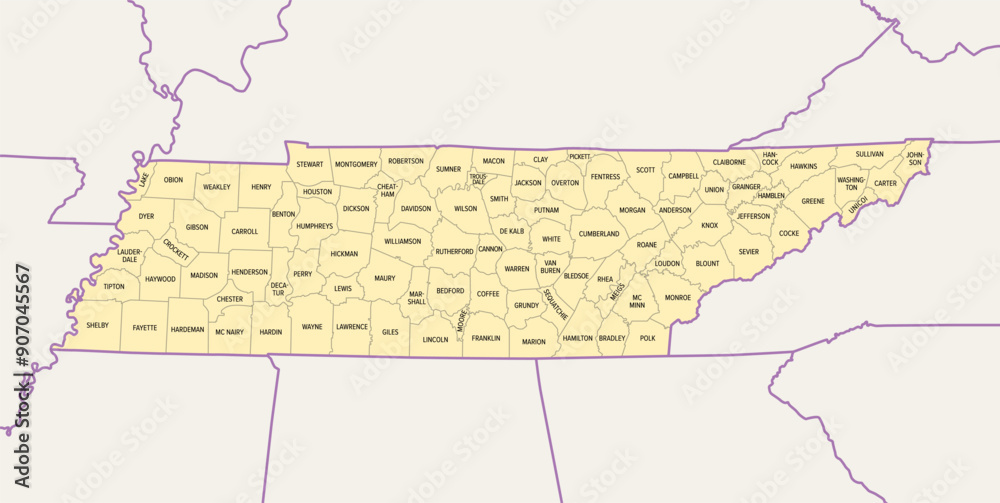 Political Map Of Tennessee