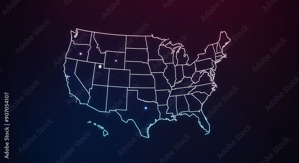 Illustrated Map of the USA with Geographic Symbols and Flags created ...