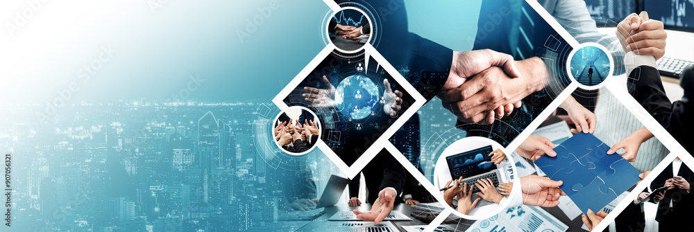 Teamwork and human resources HR management technology concept in ...