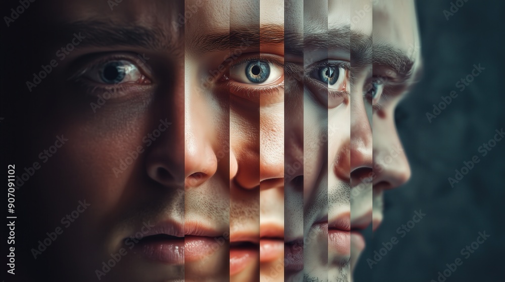 Emotional Spectrum Portrait: Composite Face Displaying Range of Human ...