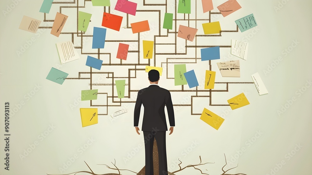 bad complex messy management or organization, chaotic decision tree ...