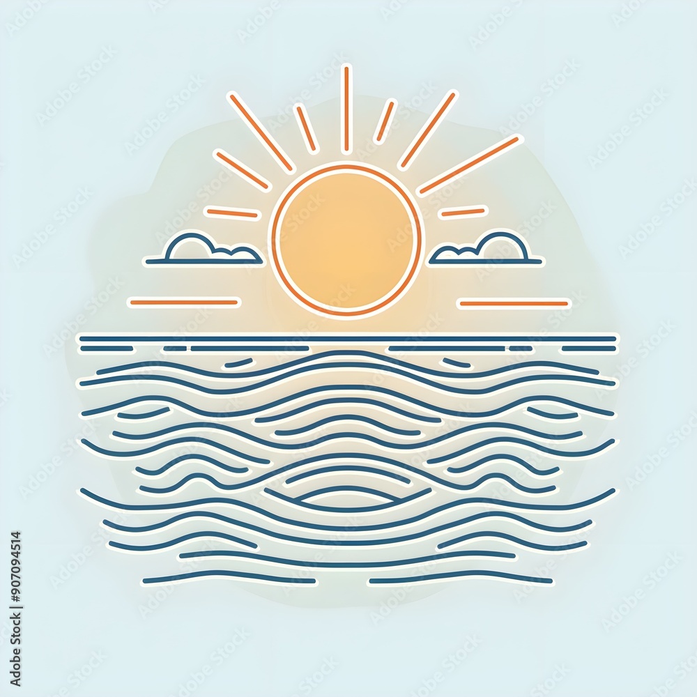 Continuous line sun summer art one sunshine outline icon single light ...