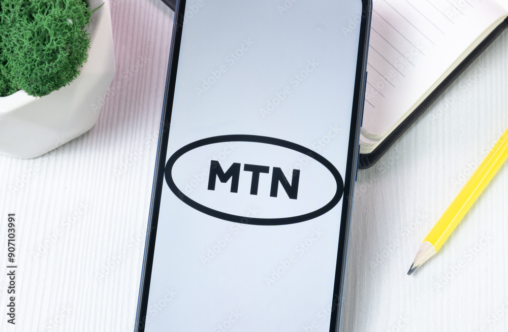 New York, USA - 1 August 2024: MTN Group Logo on Phone Screen, Company ...