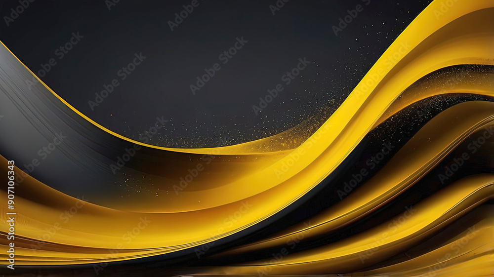 Abstract background with yellow color, wave flow, cover texture, hyper ...