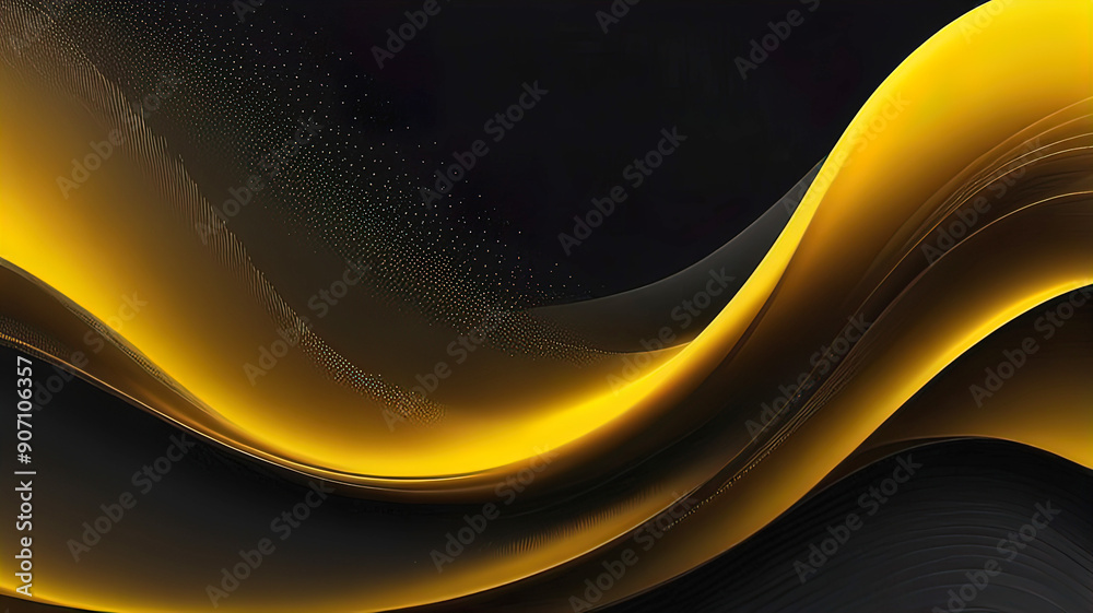 Abstract background with yellow color, wave flow, cover texture, hyper ...